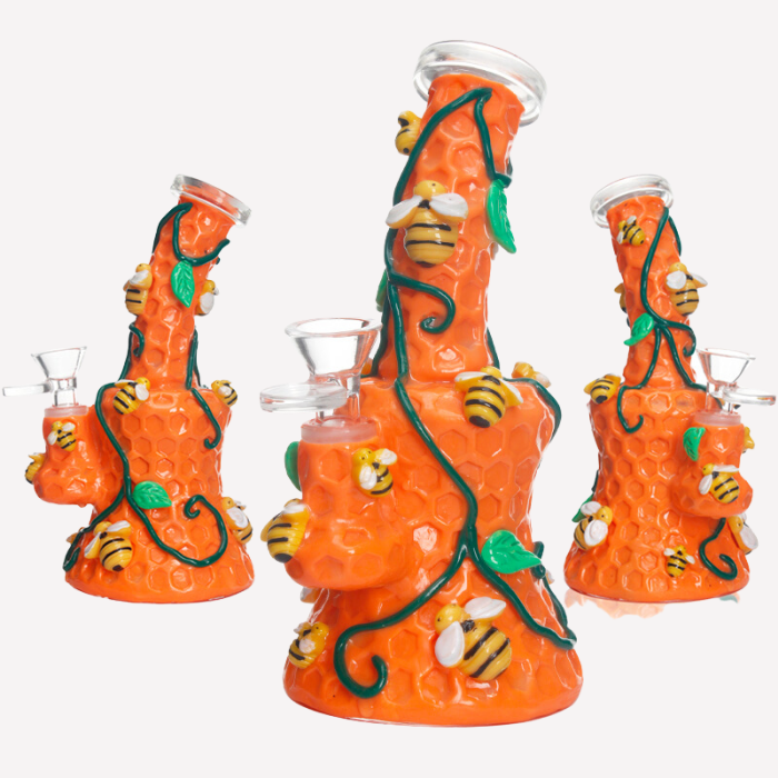 Hand Painted 3D Bong With Showerhead Perc 7.5" - heads world